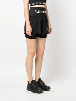 PLEIN SPORT Logo-print Double-layered Shorts