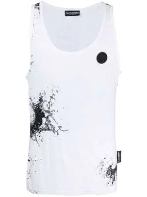 PLEIN SPORT Splash-print Cotton Tank Top