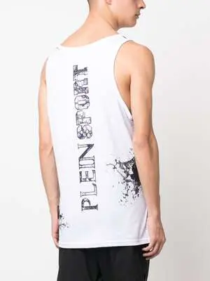 PLEIN SPORT Splash-print Cotton Tank Top