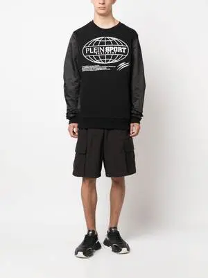 PLEIN SPORT Cotton Sweatshirt With Logo Detail - Black