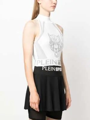 PLEIN SPORT Jacquard Cropped Top - White