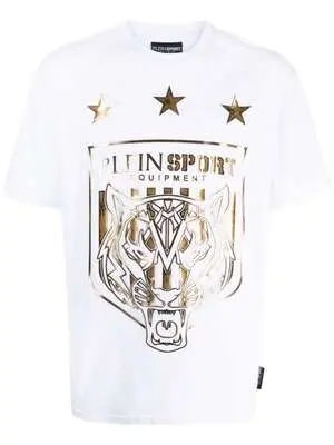 PLEIN SPORT Tiger-print Short-sleeve T-shirt - White