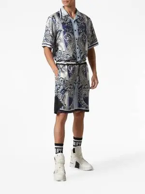 Philipp Plein Paisley-print Silk Shorts - White