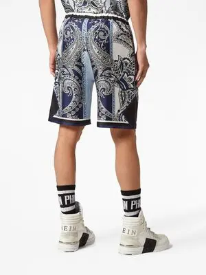 Philipp Plein Paisley-print Silk Shorts - White