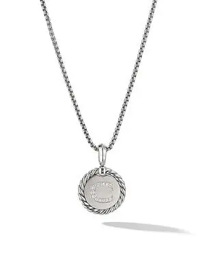 David Yurman Women's M Initial Charm Necklace In Sterling Silver - Initial Z  Initial C