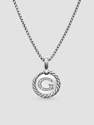David Yurman Initial Charm Necklace In Sterling Silver Initial G