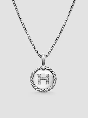 David Yurman Initial Charm Necklace In Sterling Silver Initial H