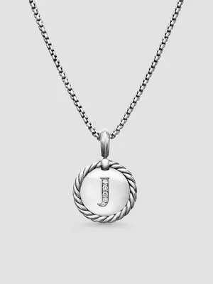 David Yurman Initial Charm Necklace In Sterling Silver Initial J