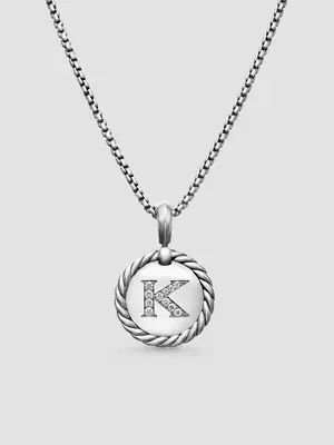 David Yurman Initial Charm Necklace In Sterling Silver Initial K