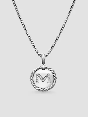 David Yurman Initial Charm Necklace In Sterling Silver Initial M