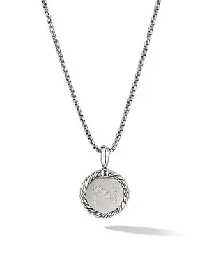 David Yurman Women's M Initial Charm Necklace In Sterling Silver - Initial Z  Initial N