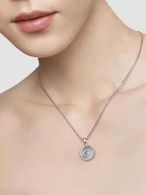 David Yurman Initial Charm Necklace In Sterling Silver - Initial O
