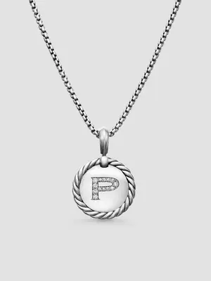 David Yurman Initial Charm Necklace In Sterling Silver Initial P