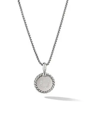 David Yurman Women's M Initial Charm Necklace In Sterling Silver - Initial Z  Initial U