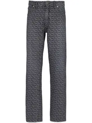 Balmain Monogram Jacquard Straight-leg Jeans