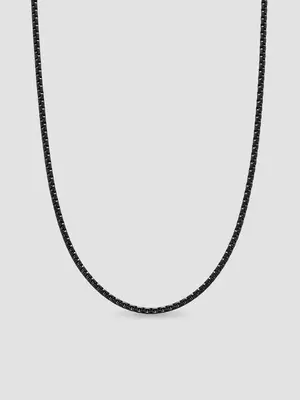 David Yurman Box Chain Necklace In Stainless Steel, 2.7mm - Dark Silver