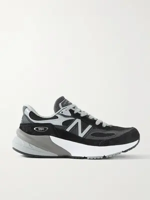 NEW BALANCE Made In Usa 990v6 Leather-trimmed Sneakers - Black