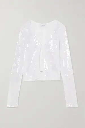 16Arlington Solaria Sequined Stretch-tulle Cardigan