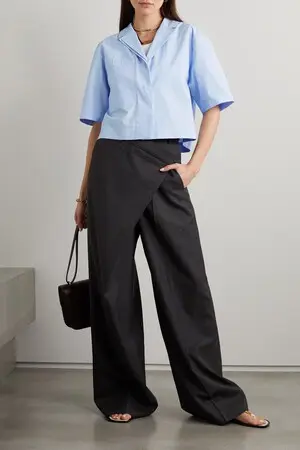 LOULOU STUDIO Net Sustain Mana Cropped Organic Cotton-poplin Shirt