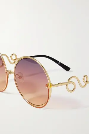 LINDA FARROW EYEWEAR Bea Bongiasca Round-frame Gold-tone Sunglasses