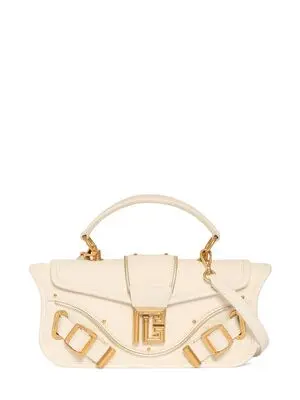 Balmain Blaze Monogram Grained Leather Bag - 0da Creme