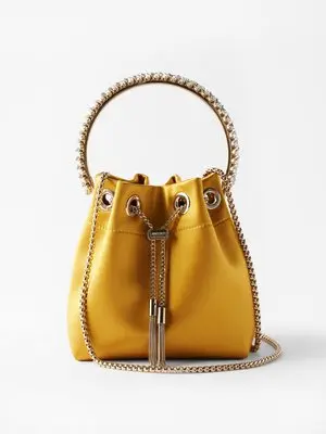 JIMMY CHOO Bon Bon Crystal-handle Satin Clutch Bag - Yellow