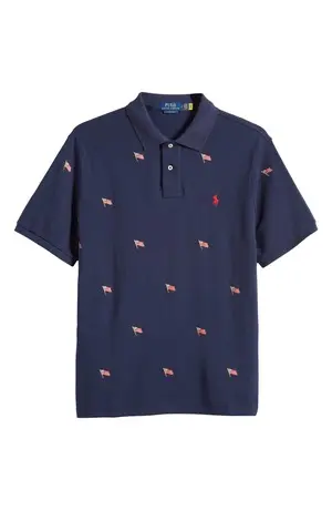 Ralph Lauren Flag Embroidered Cotton Polo