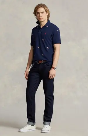 Ralph Lauren Flag Embroidered Cotton Polo
