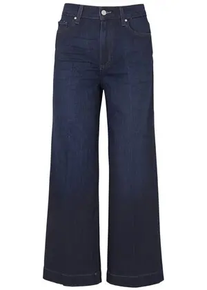 Paige Anessa Cropped Wide-leg Jeans - Dark Blue