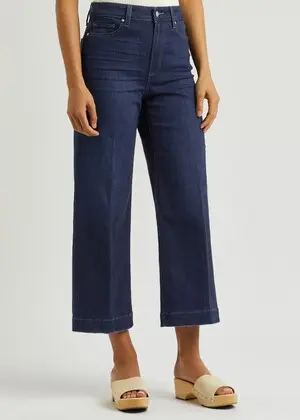 Paige Anessa Cropped Wide-leg Jeans - Dark Blue