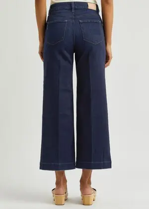 Paige Anessa Cropped Wide-leg Jeans - Dark Blue