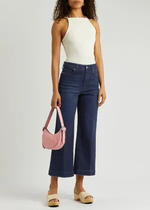 Paige Anessa Cropped Wide-leg Jeans - Dark Blue