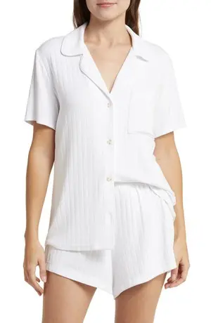 Eberjey Relaxed Rib Short Pajamas - White