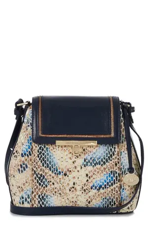 Brahmin Margo Snake Embossed Leather Crossbody Bag - Deep Azure