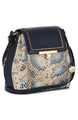 Brahmin Margo Snake Embossed Leather Crossbody Bag - Deep Azure