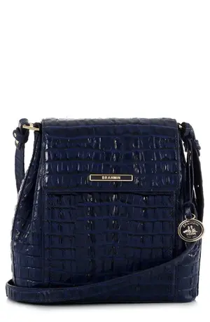 Brahmin Margo Snake Embossed Leather Crossbody Bag Ink