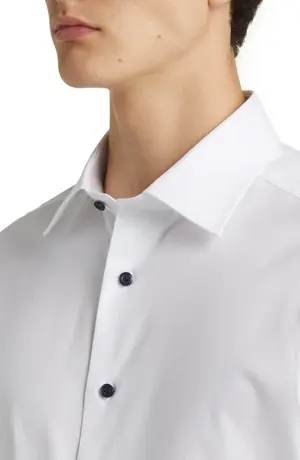 David Donahue Trim Fit Super Fine Twill Dress Shirt - White