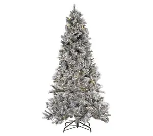 SAFAVIEH 7.5 Ft Frosted Pre-lit Faux Pine Chris Mas Tree - One-color