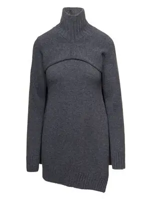 JIL SANDER Two-Piece Wool Sweater With High-Neck - Grey