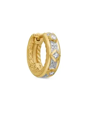 David Yurman Modern Renaissance Huggie Hoop Earrings In 18k With Diamonds, 12.3mm
