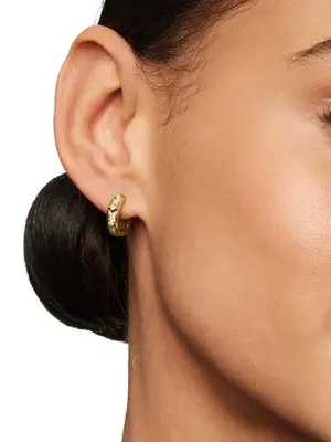 David Yurman Modern Renaissance Huggie Hoop Earrings In 18k With Diamonds, 12.3mm