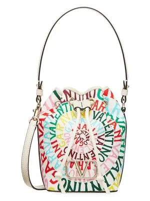 Valentino Garavani Mini Bucket Bag In Canvas Neutral
