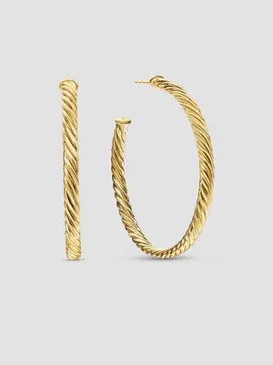 David Yurman Cablespira Hoop Earrings In 18k 1.5in - Gold