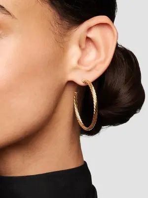 David Yurman Cablespira Hoop Earrings In 18k 1.5in