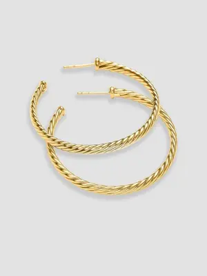 David Yurman Cablespira Hoop Earrings In 18k 1.5in