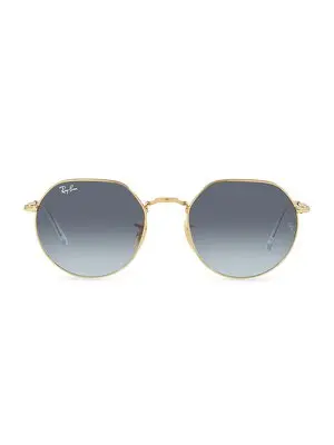 Ray-ban Rb3565 55mm Round Sunglasses - Blue Gradient