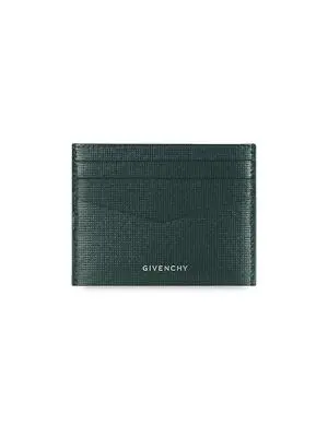 Givenchy Men's Card Holder In 4G Classic Leather - Beige - Dark Green