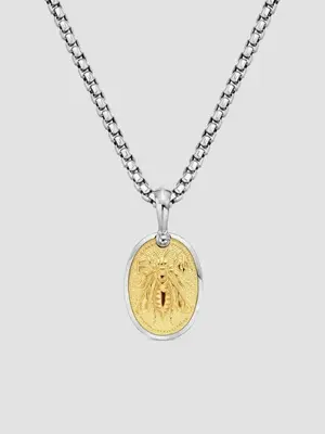David Yurman Petrvs Bee Amulet In Sterling With 18k Yellow 29mm - Silver