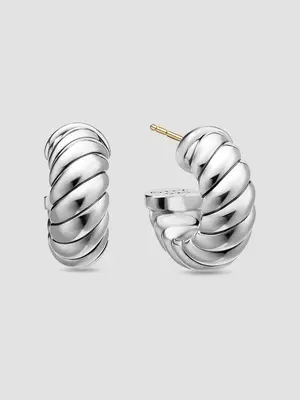 David Yurman Sculpted Cable Shrimp Earrings In Sterling 20.5mm
