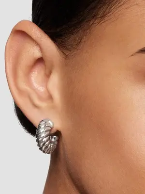 David Yurman Sculpted Cable Shrimp Earrings In Sterling 20.5mm